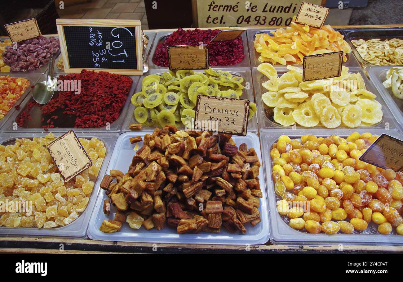 Candied fruit from a speciality shop in the old town of Nice, Cote d ...