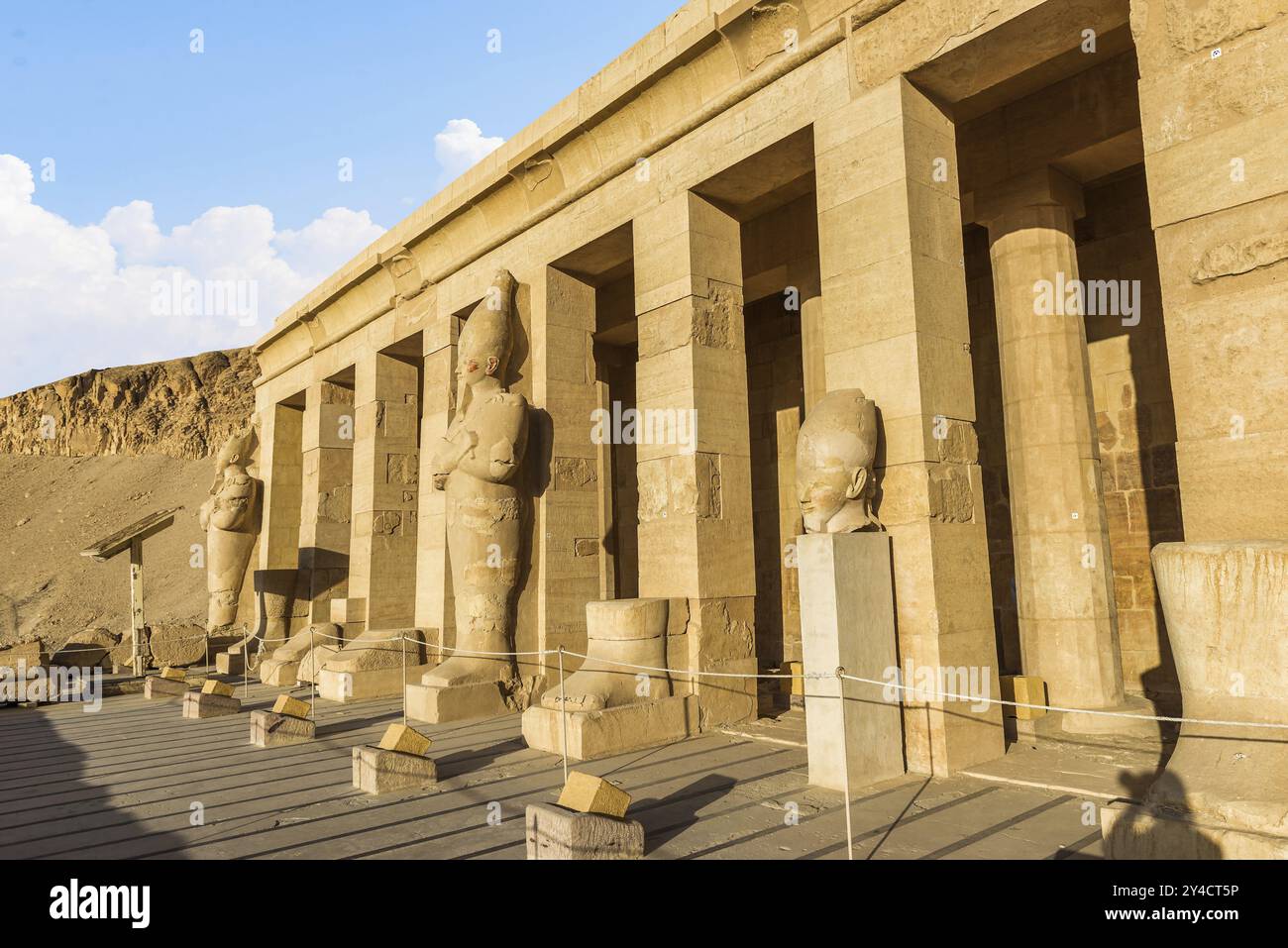 Ruined statues in the temple of Hatshepsut, Egypt, Africa Stock Photo ...