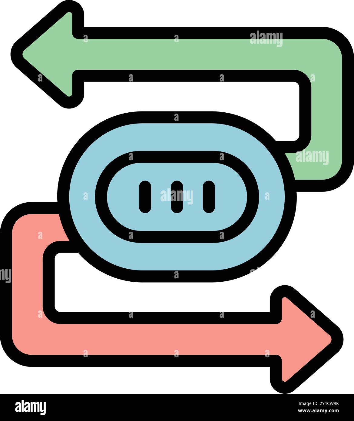 This vector illustration of a round button with three lines and two ...