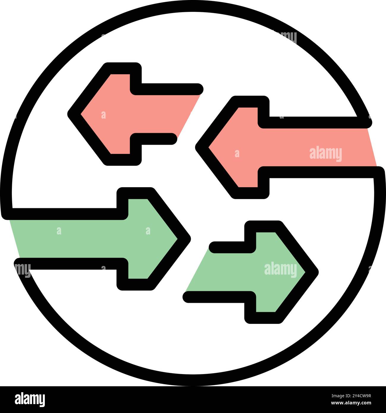 Four arrows, two green and two red, are pointing in different ...