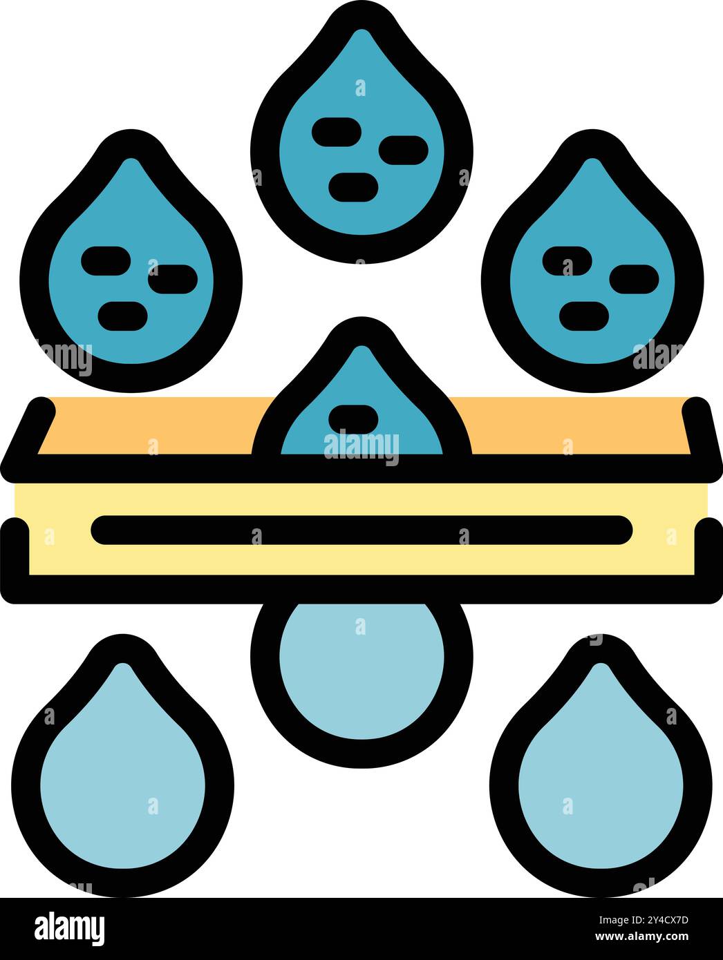 Waterproof material repelling water drops icon, filled outline style ...