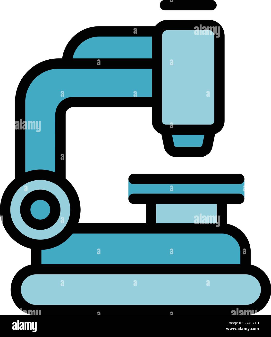 Blue laboratory microscope focusing on sample on glass slide ready for experiment Stock Vector ...