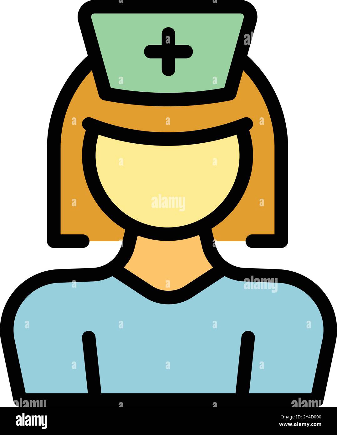 Simple cartoon of a blond young female nurse wearing a classic uniform ...