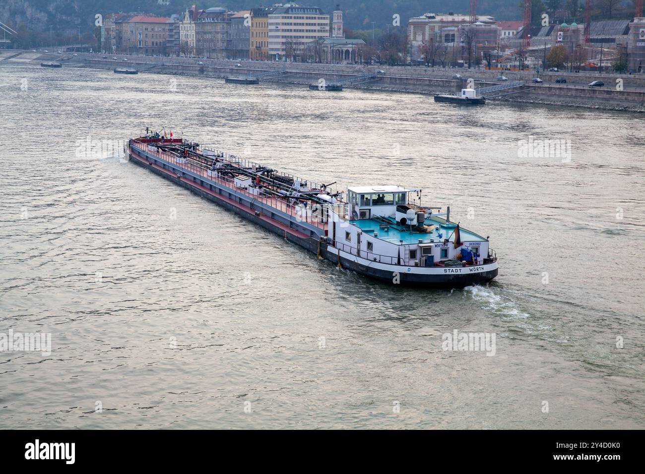 German Registered Oil Tanker Barge Stadt Worth Sailing Through Budapest ...