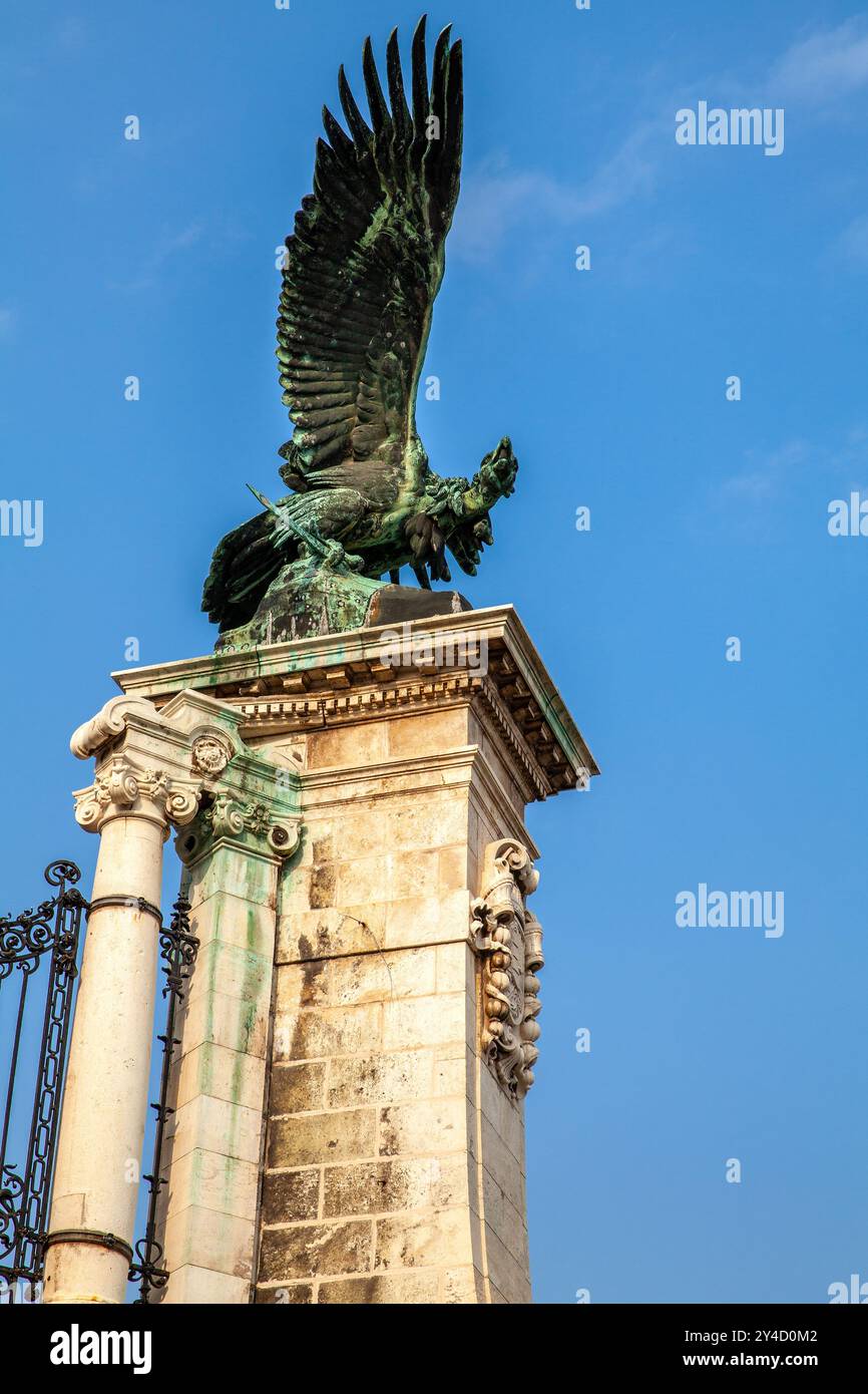 Imposing Turul Bird Bronze Statue The National Bird of Hungary On Top ...