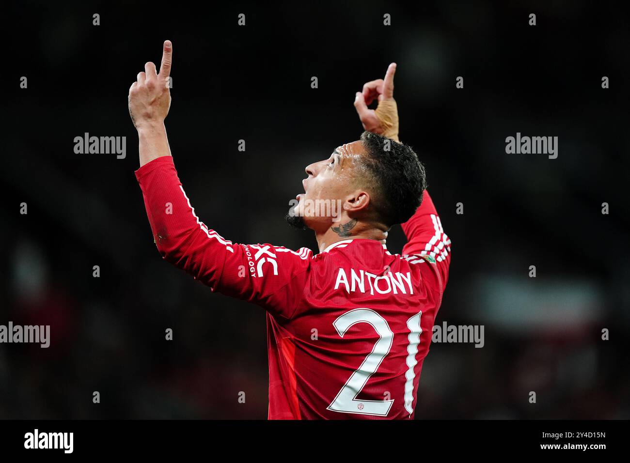 Manchester United's Antony celebrates scoring their side's second goal ...