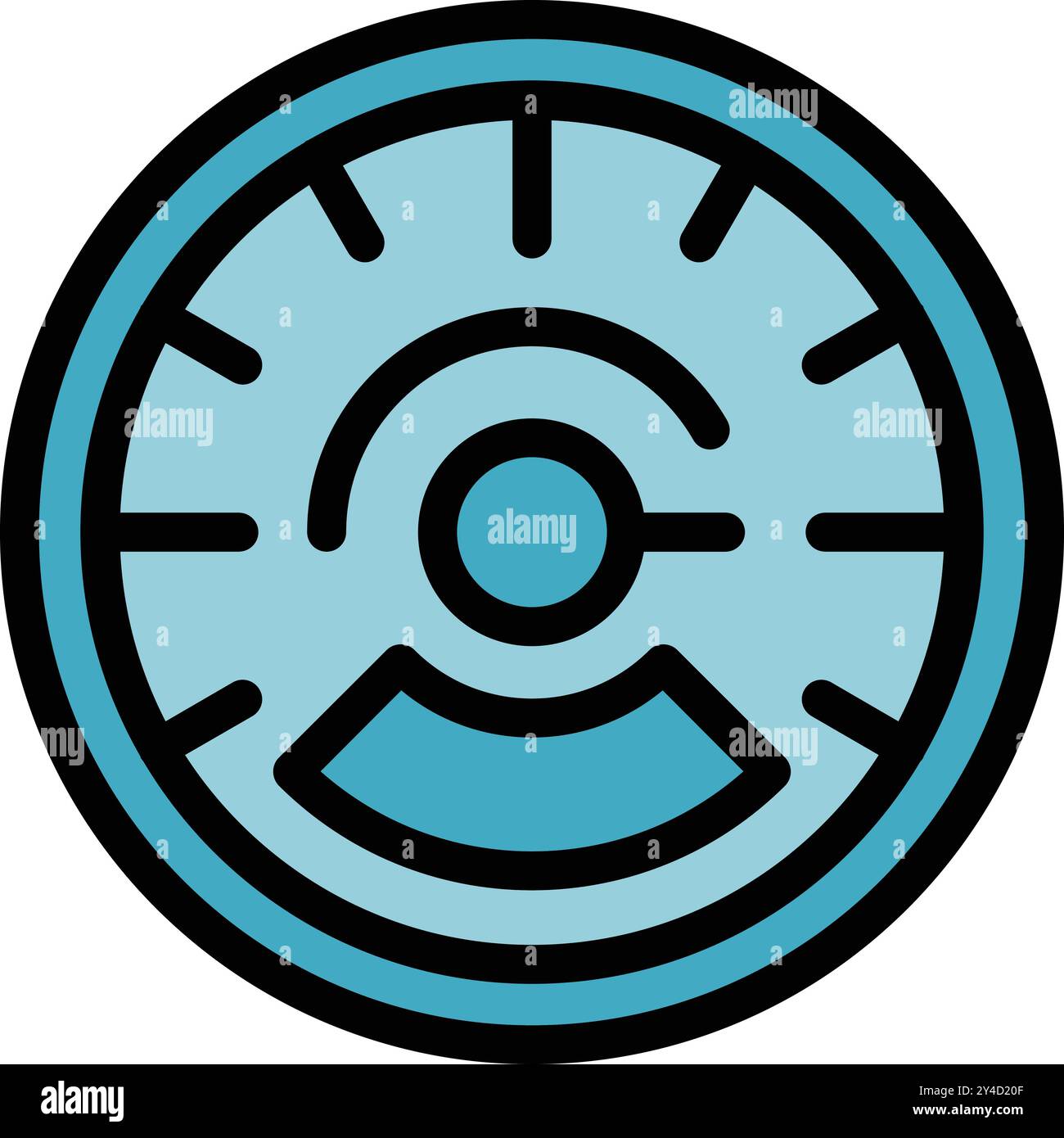 Simple icon of a blue speedometer with a needle pointing to the right ...