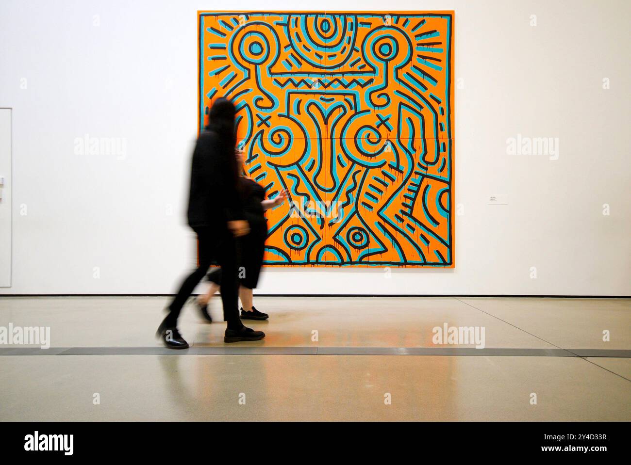 people at exhibition of 1980s gay artist painter keith haring at broad ...
