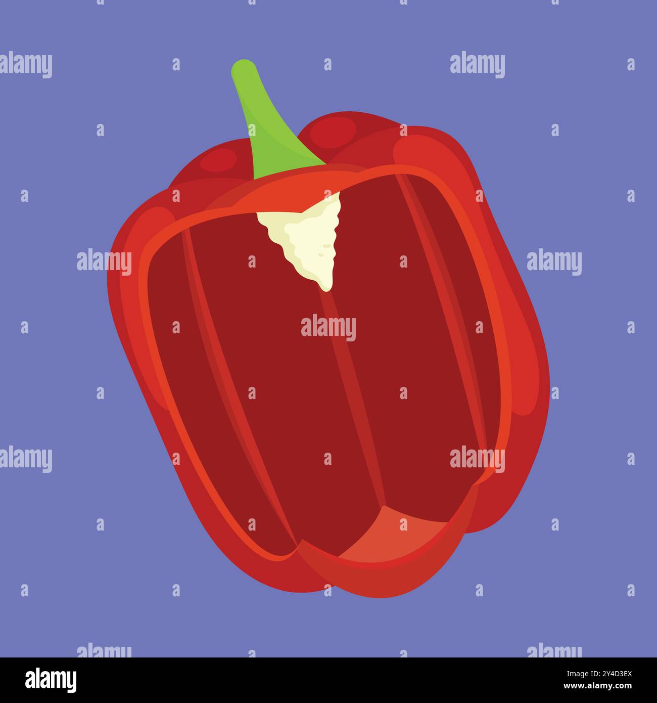 Half Cut Red Capsicum Vegetable icon vector. Half Red Bell Pepper ...