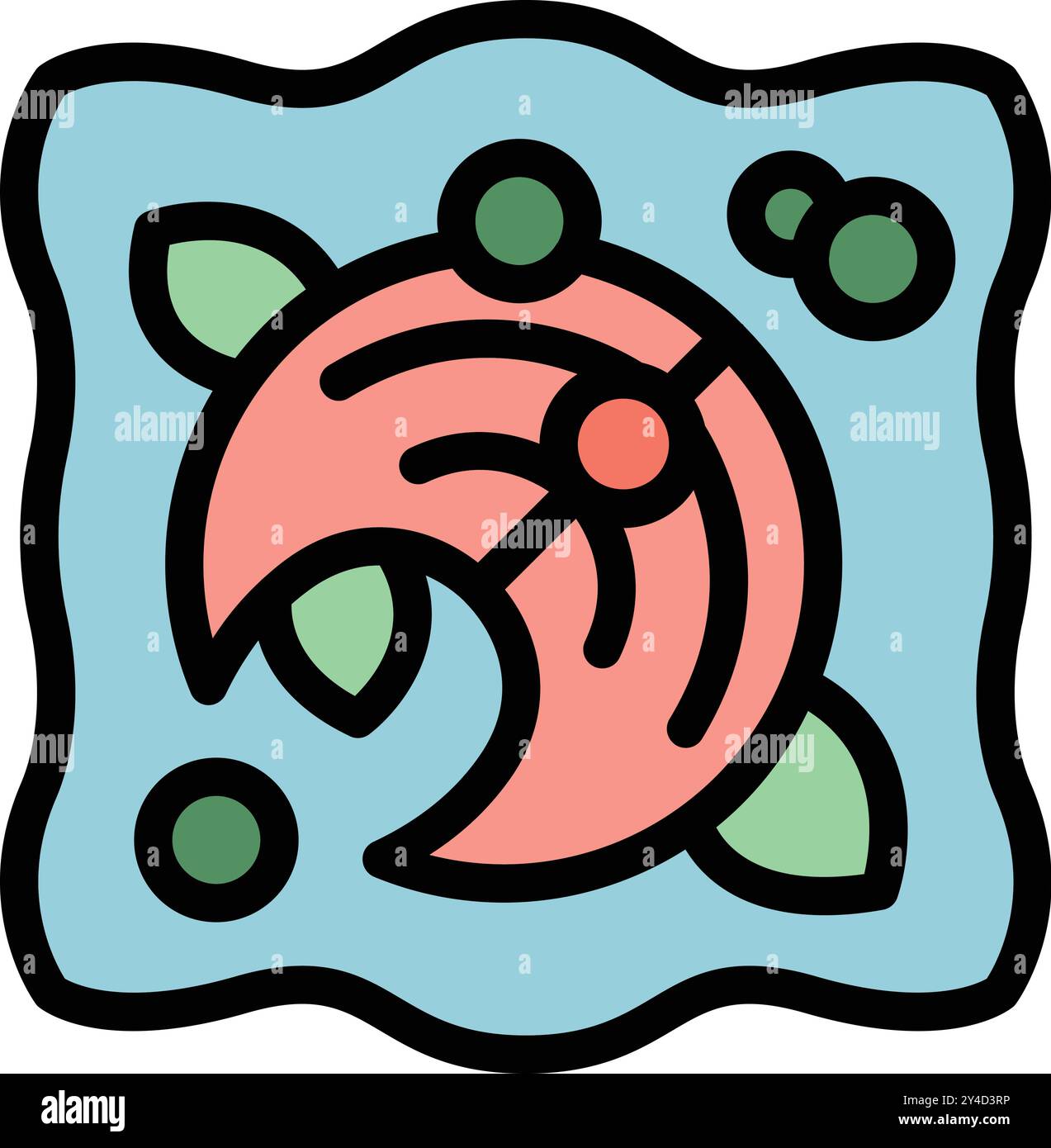 Simple icon of a red sea turtle swimming in blue water with air bubbles ...