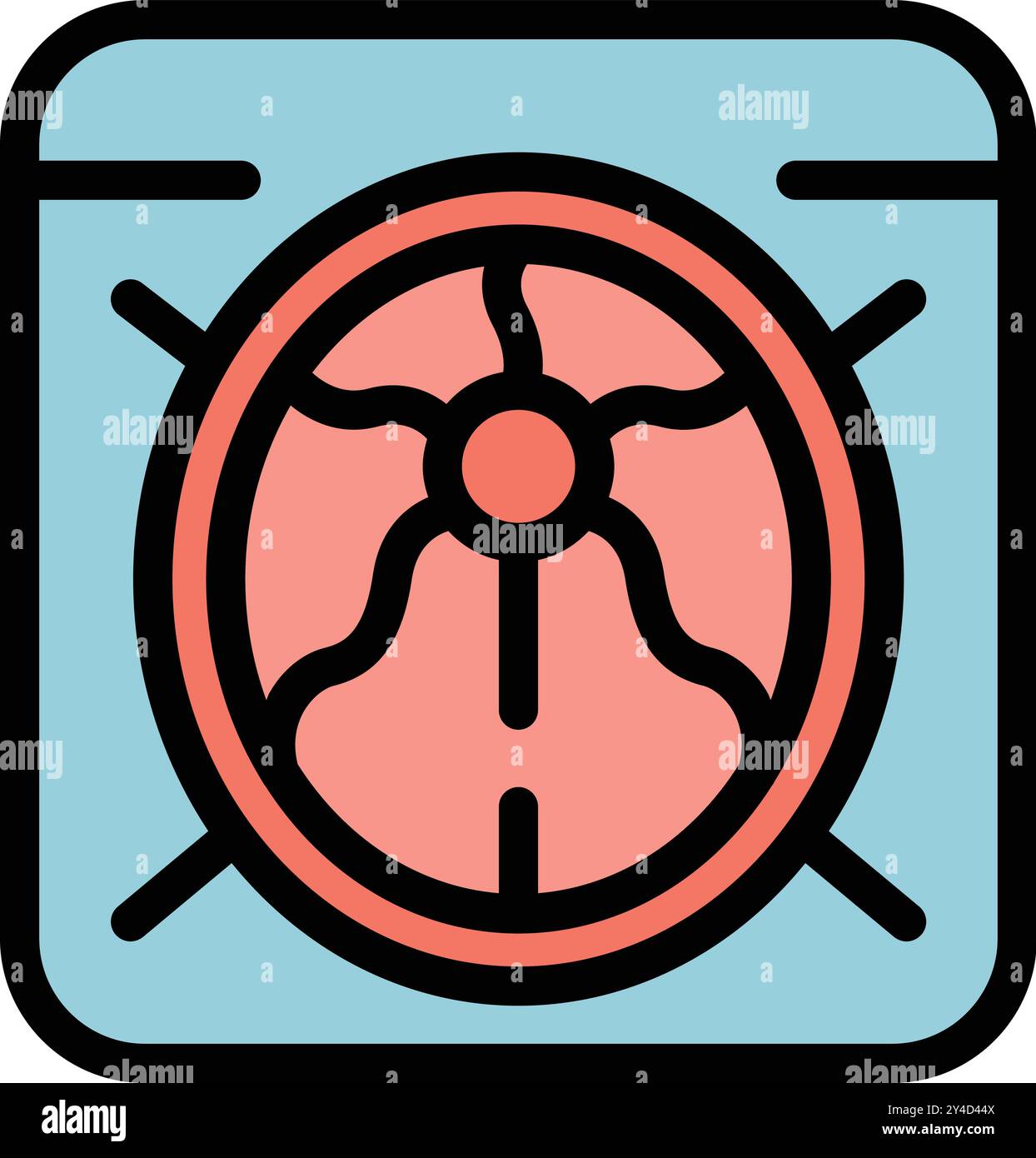 Colorful icon of an mri scan showing the human brain with neural ...