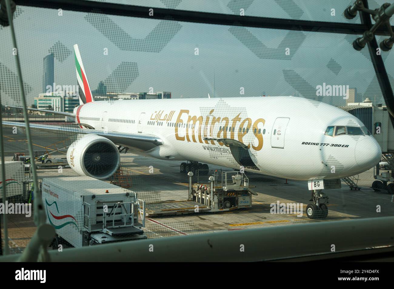 A large Emirates jet airplane landed in the Dubai Airport, United Arab ...