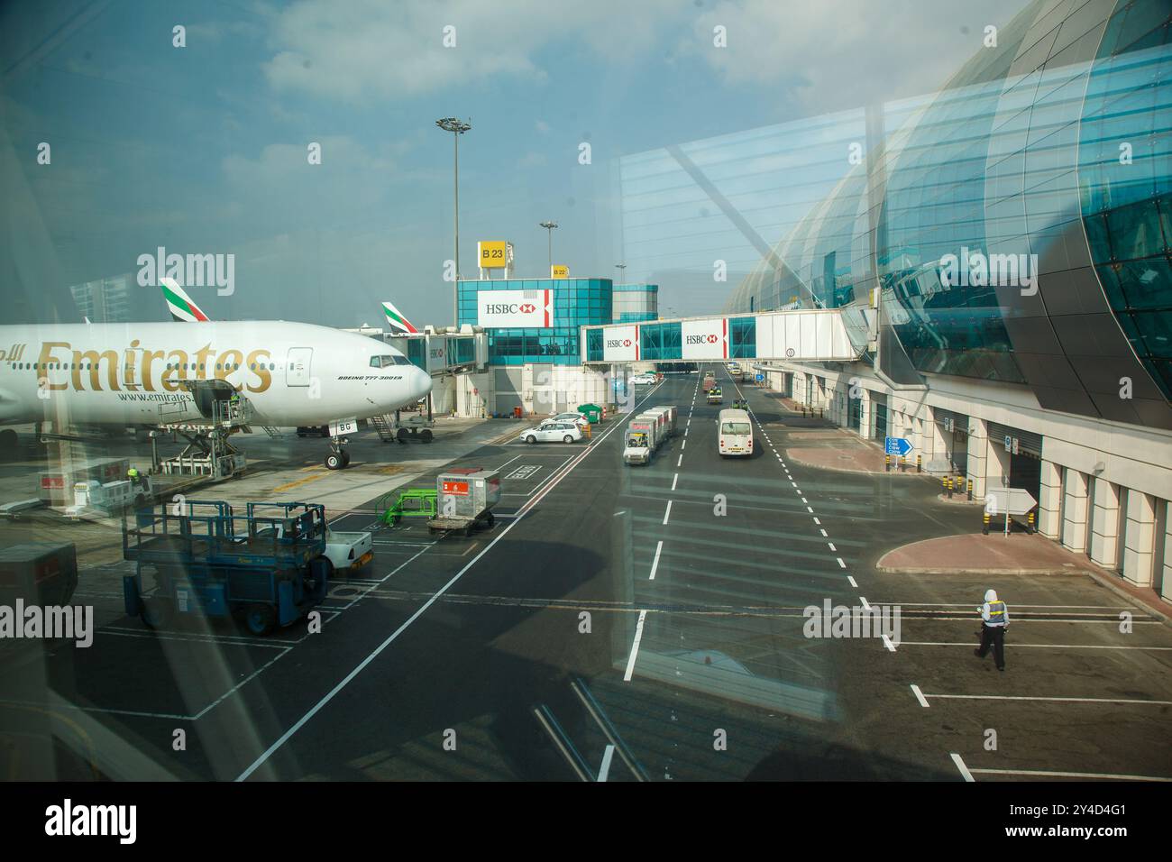 A large Emirates jet airplane landed in the Dubai Airport, United Arab ...