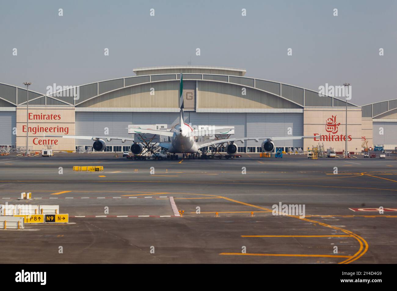 A large Emirates jet airplane landed in the Dubai Airport, United Arab ...