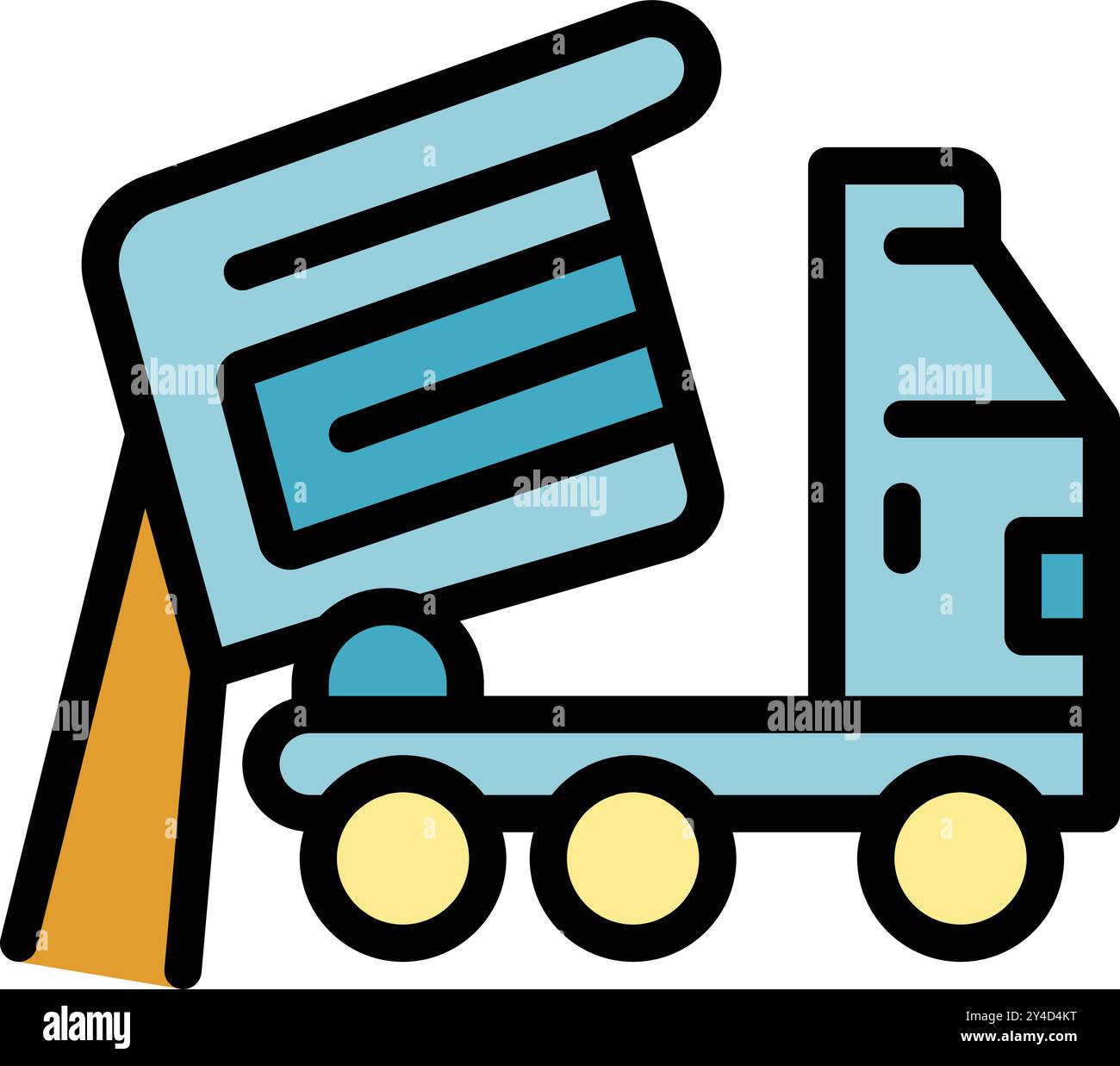 Big blue tipper truck unloading soil at construction site Stock Vector ...