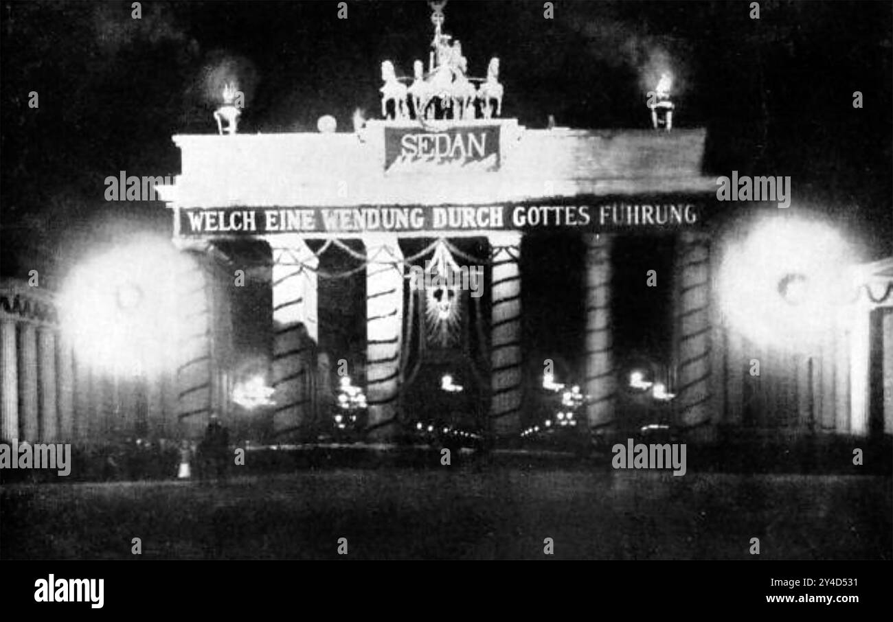 BATTLE OF SEDAN 1870. The Brandenburg Gate in Berlin lit up in 1989 to ...