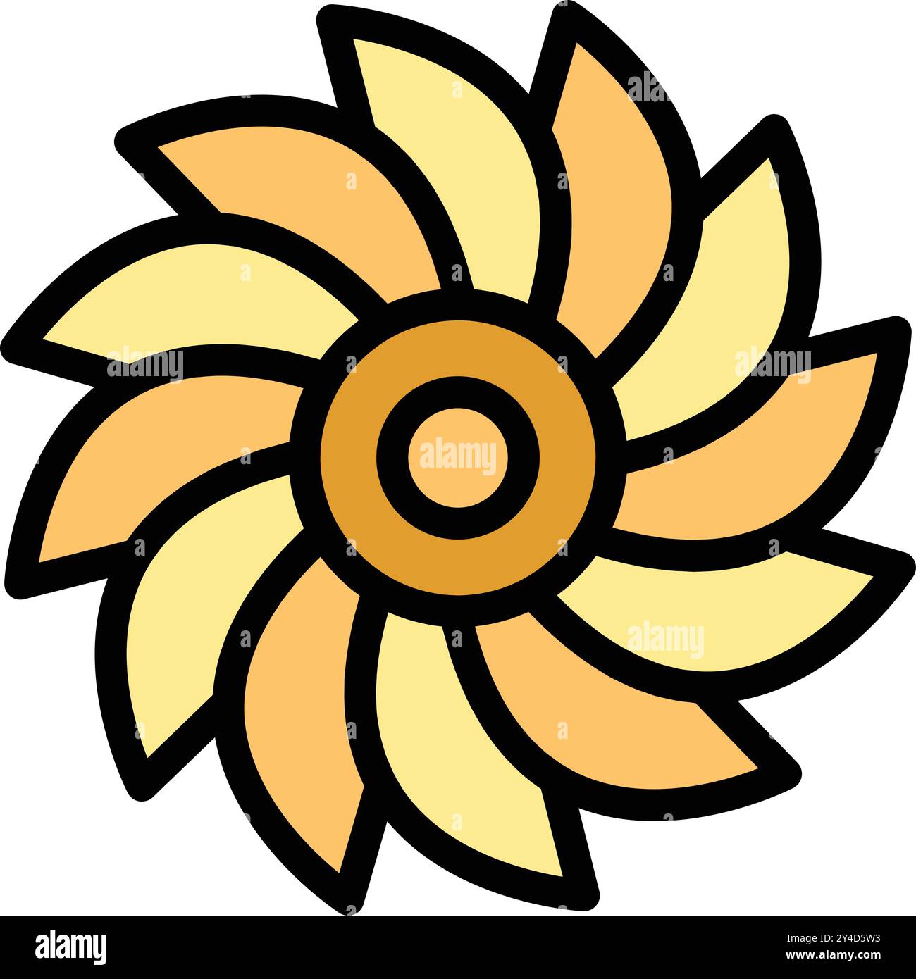 This colorful turbine icon represents clean energy generation from wind ...