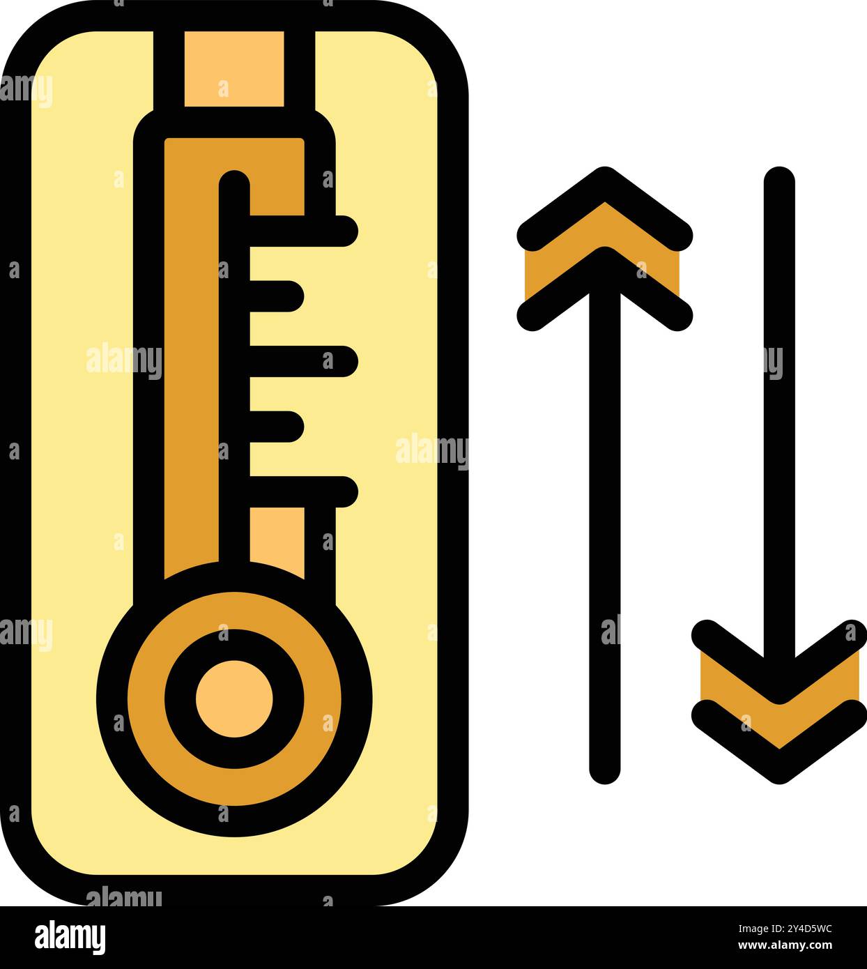 Simple thermometer icon is measuring increasing and decreasing ...