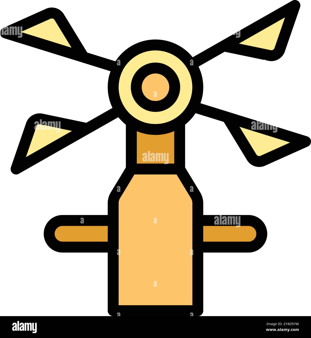 Cartoon icon of a wind turbine generating clean energy with its ...