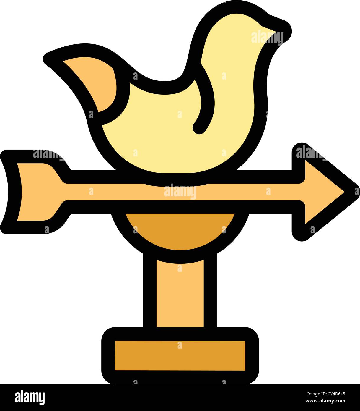 Simple weather vane showing the direction of the wind, featuring a bird ...