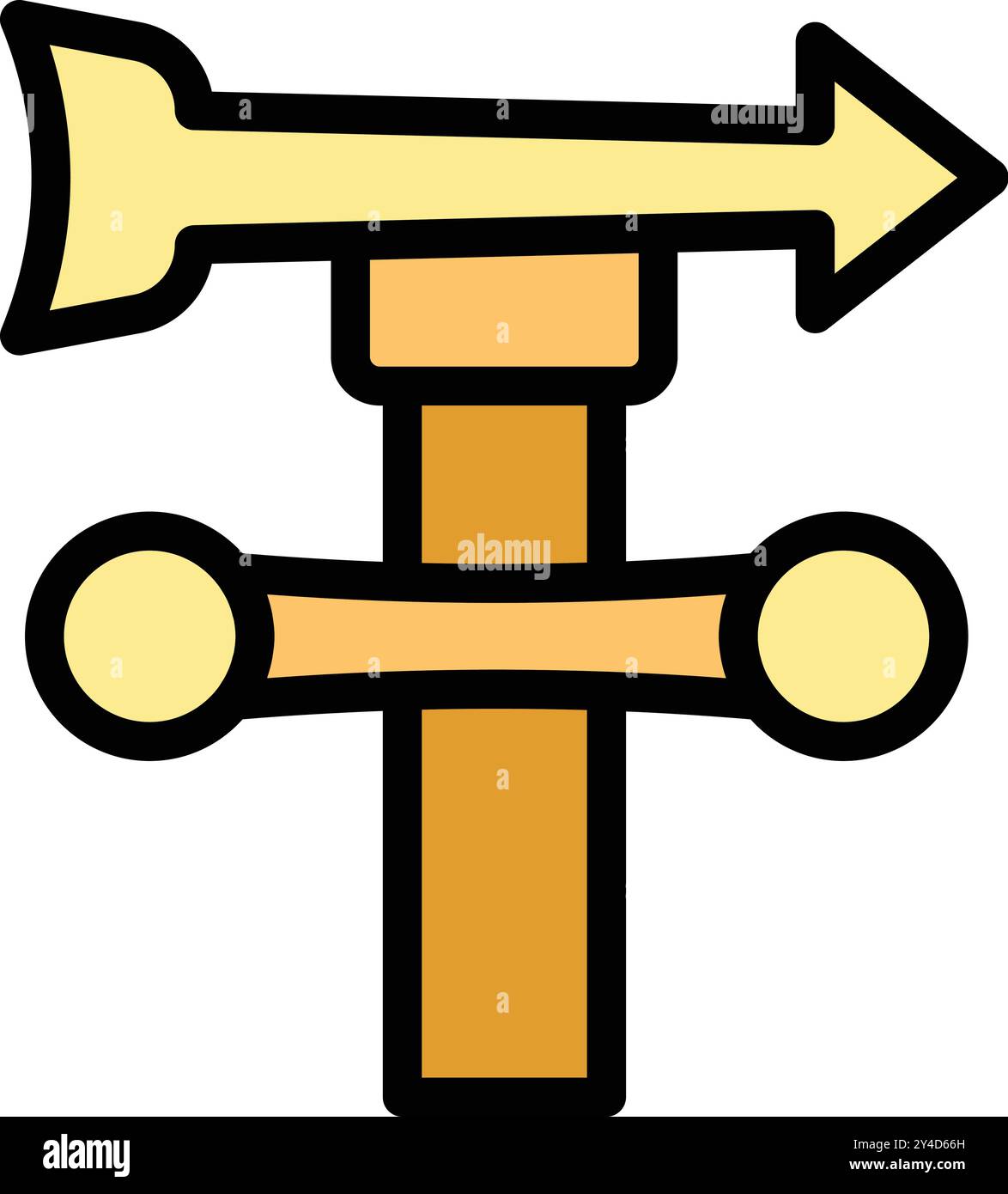 Simple flat color weather vane showing wind blowing from west to east ...