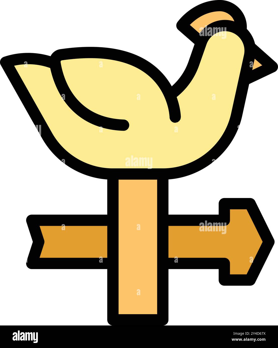 Yellow rooster weather vane turning in the wind and showing wind ...