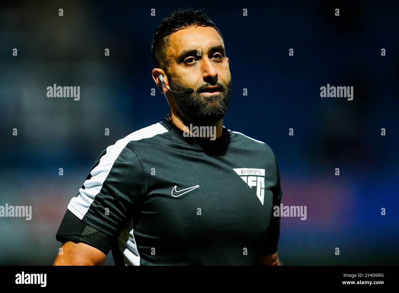 Referee Sunny Singh Gill warms up prior to the Carabao Cup match Queens ...