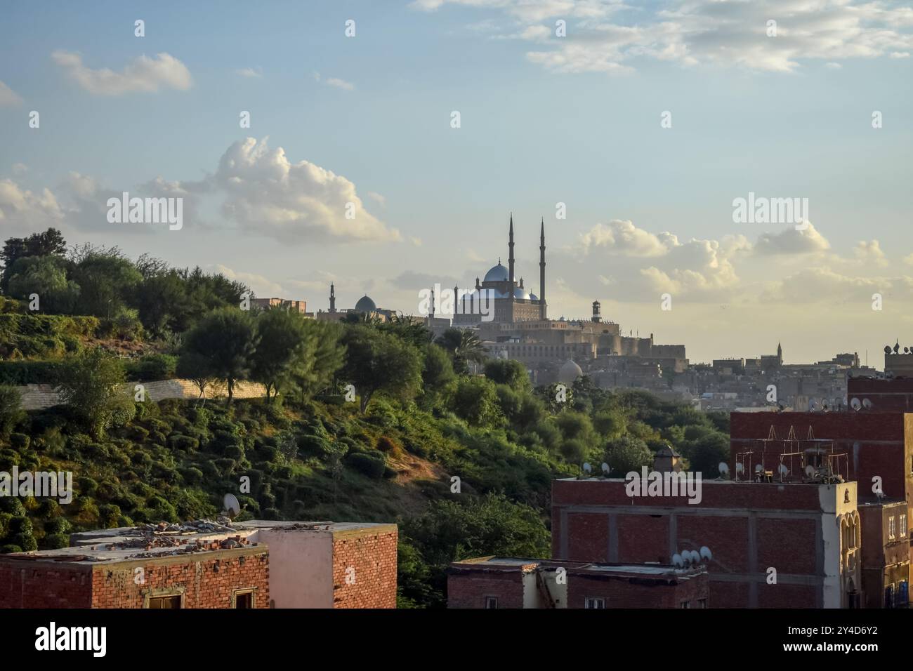 landscape of al azhar park and old city buildings in cairo egypt Stock ...