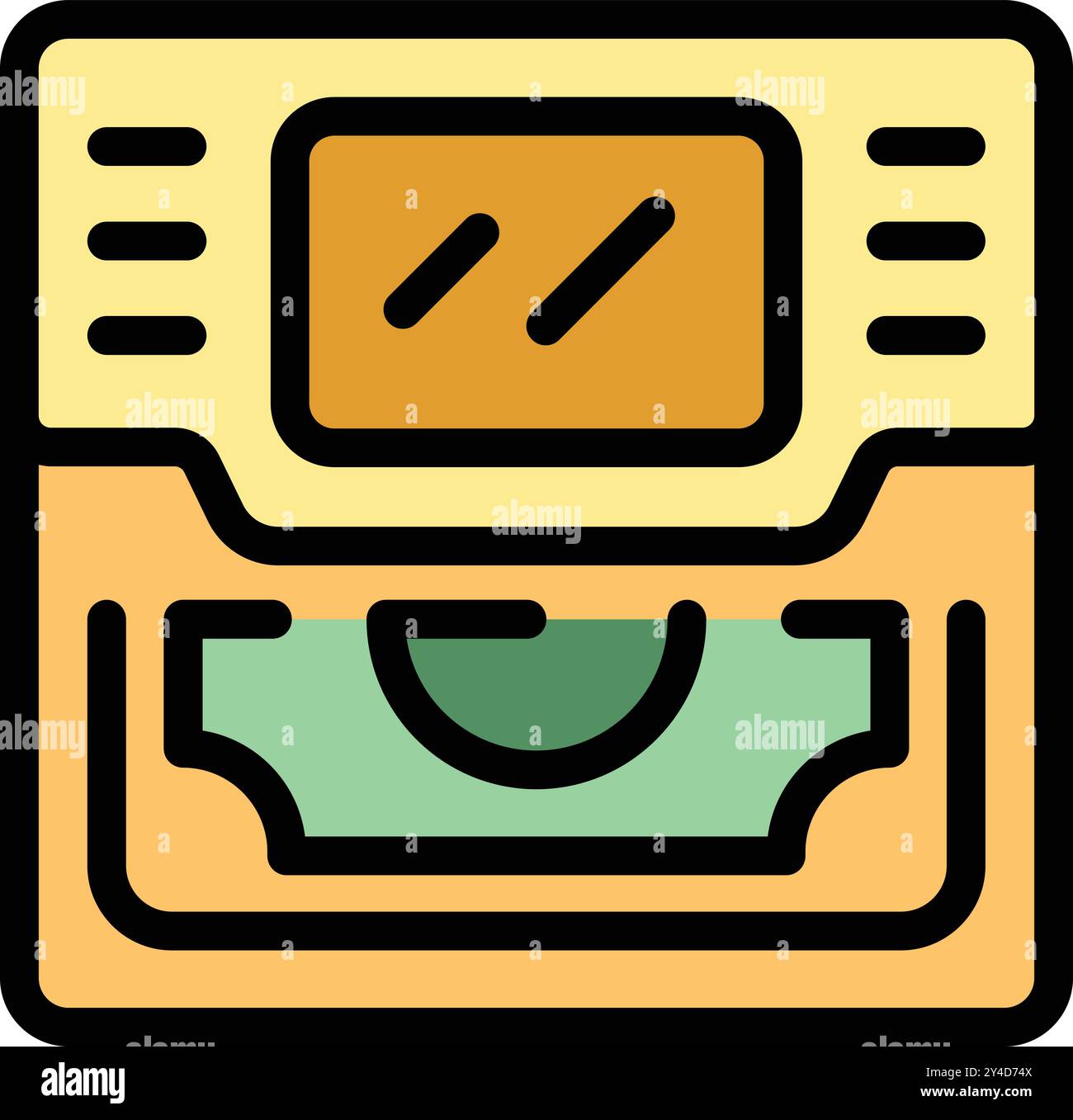 Atm machine accepting banknote for depositing money, simple design icon ...