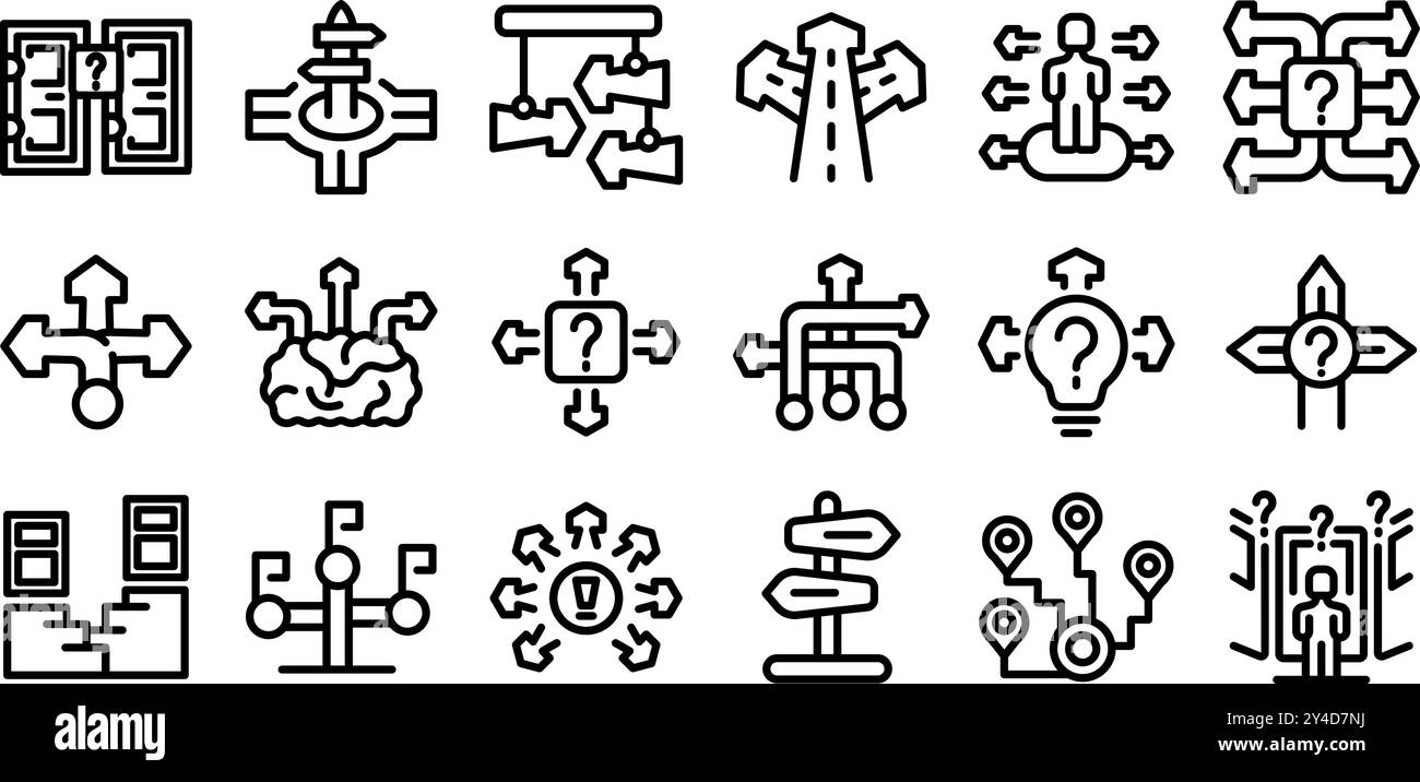 Choosing multiple directions icons set. Choosing path direction way ...