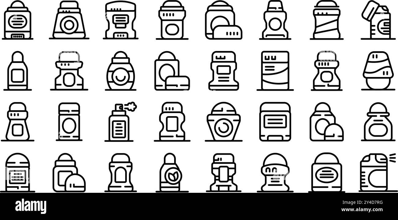 Antiperspirant bottles icons set. Antiperspirant deodorant roll on ...
