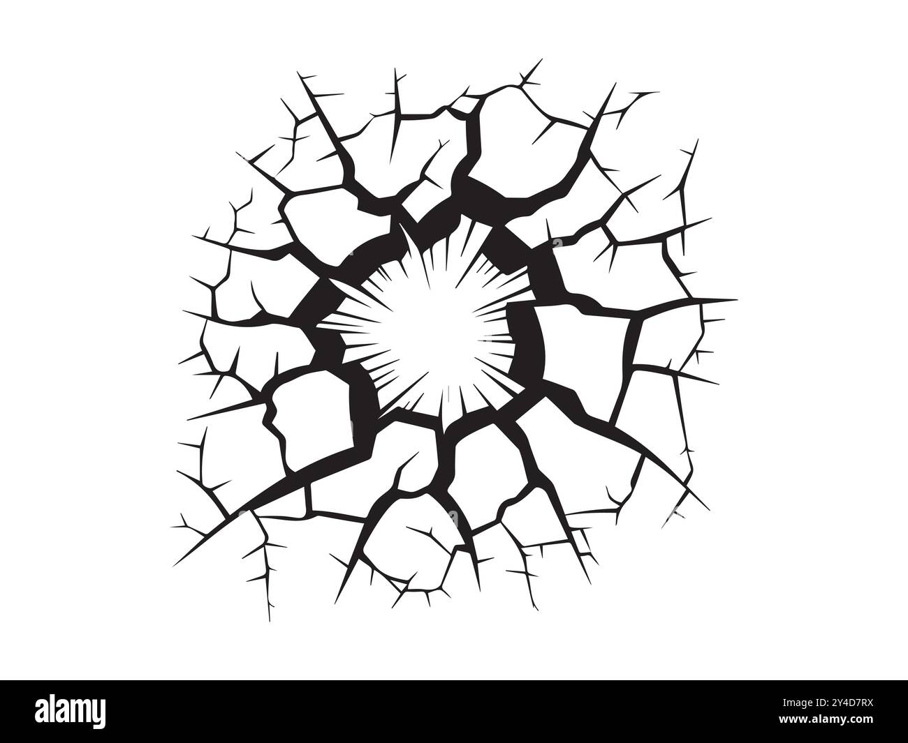 Black silhouette of a crack isolated on a white background. Concept of ...
