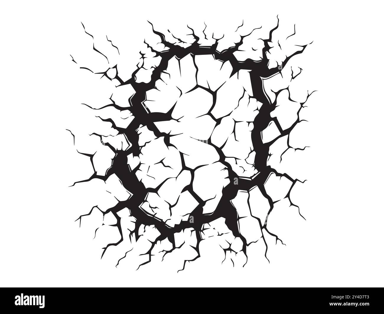 Black silhouette of a crack isolated on a white background. Concept of ...
