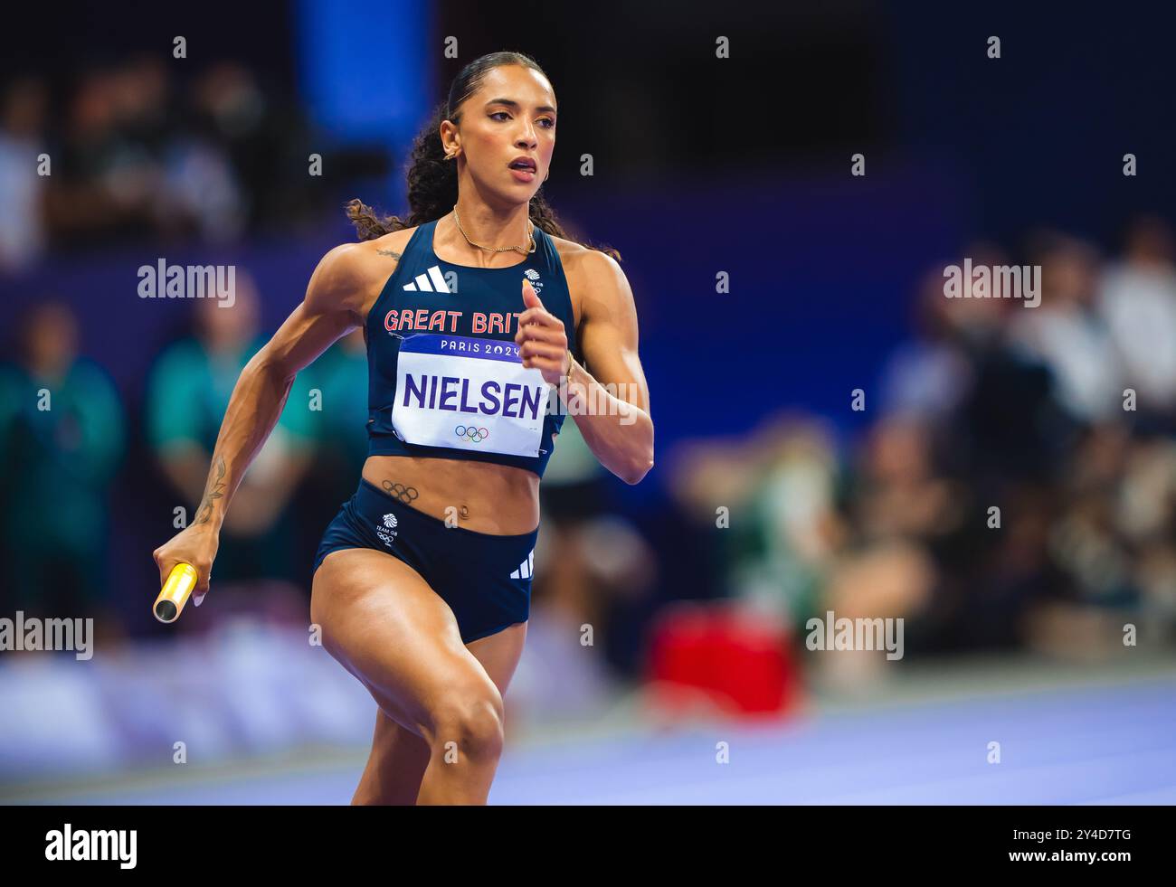 Laviai Nielsen participating in the 4X400 meters relay at the Paris ...