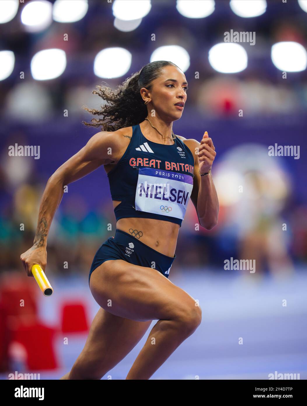 Laviai Nielsen participating in the 4X400 meters relay at the Paris ...