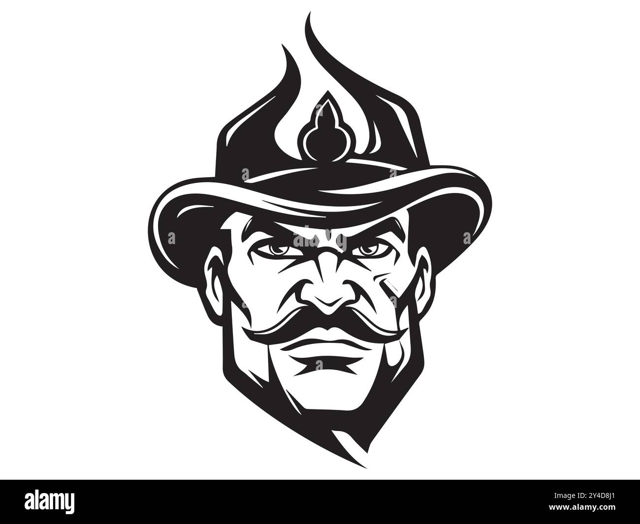 Black and White Firefighter Illustration Shield Badge Icon. Concept of ...