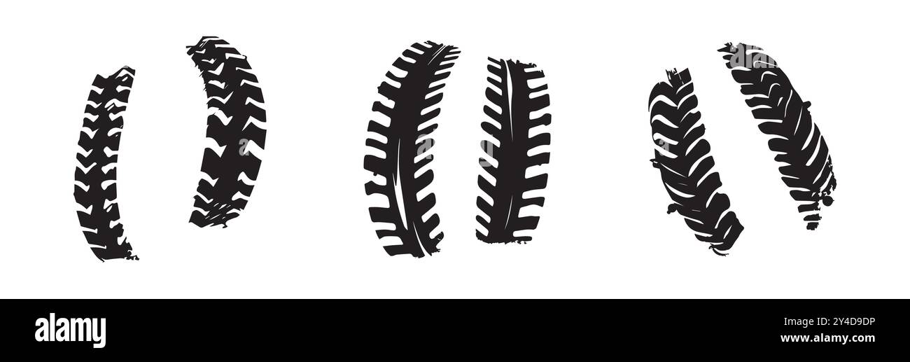 Set of tire tracks isolated on a white background. Concept of tire ...
