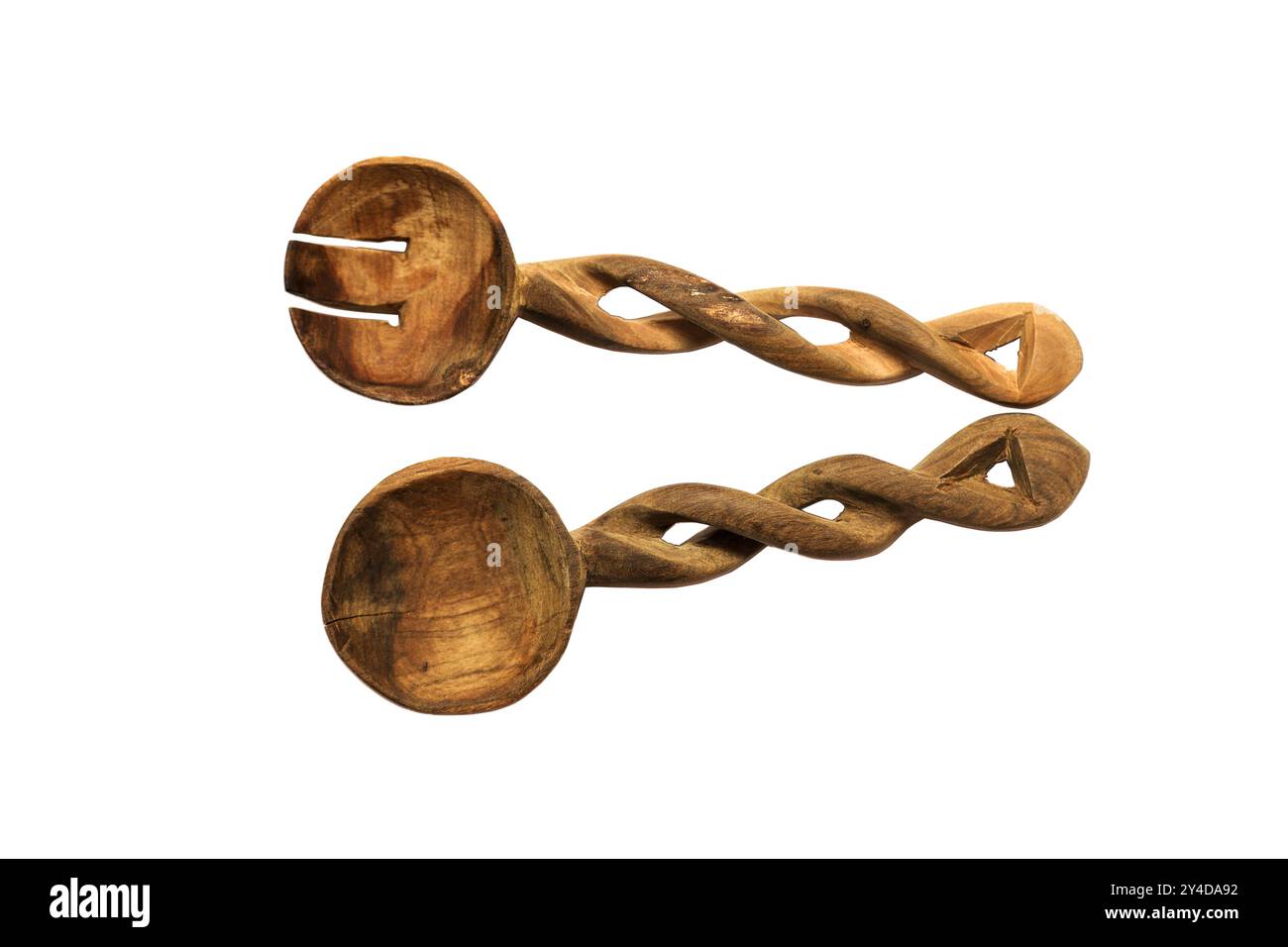 Old traditional wooden African kitchen cooking utensils of spoon and ...