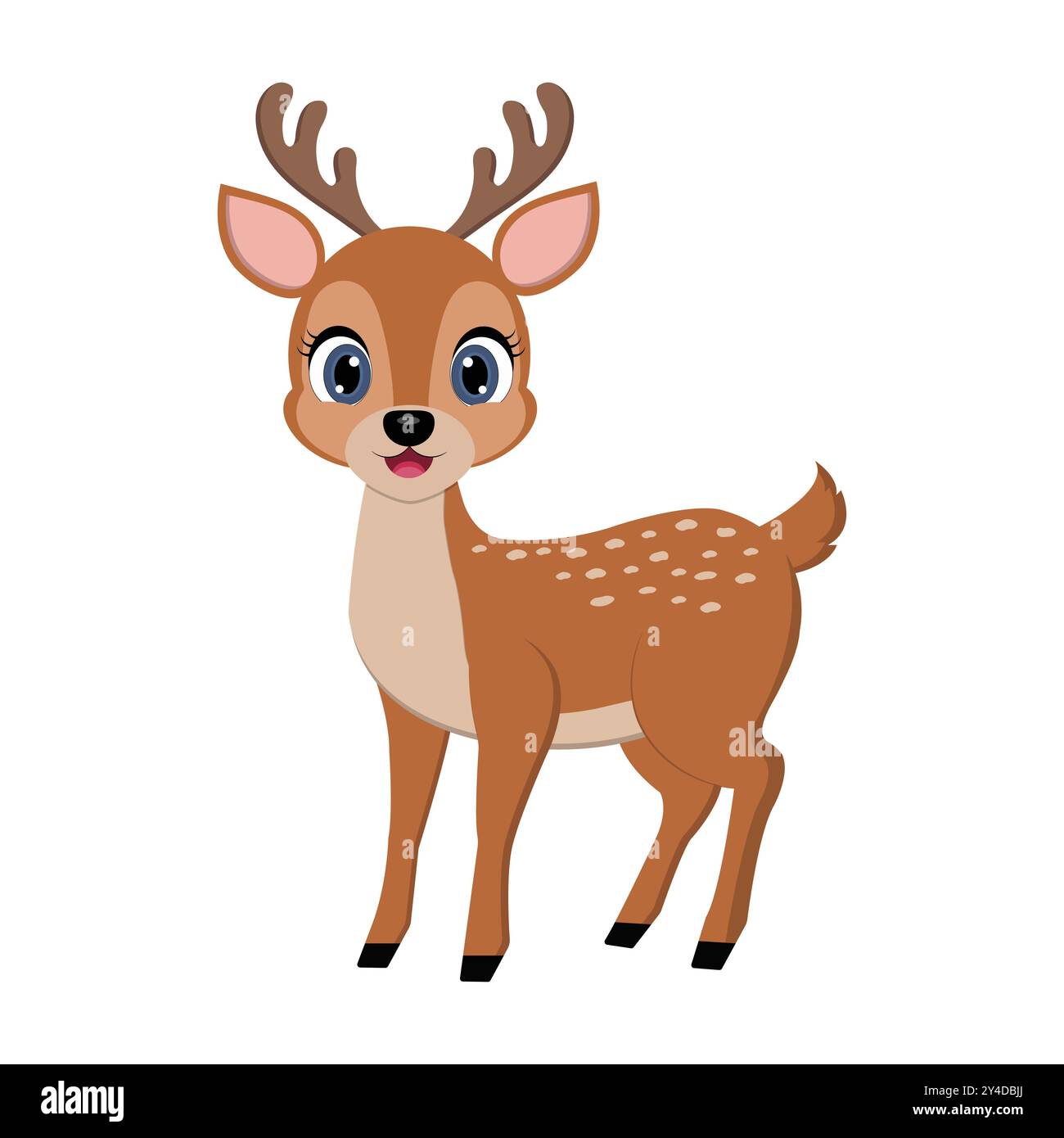Cute cartoon deer on a transparent background Stock Photo - Alamy