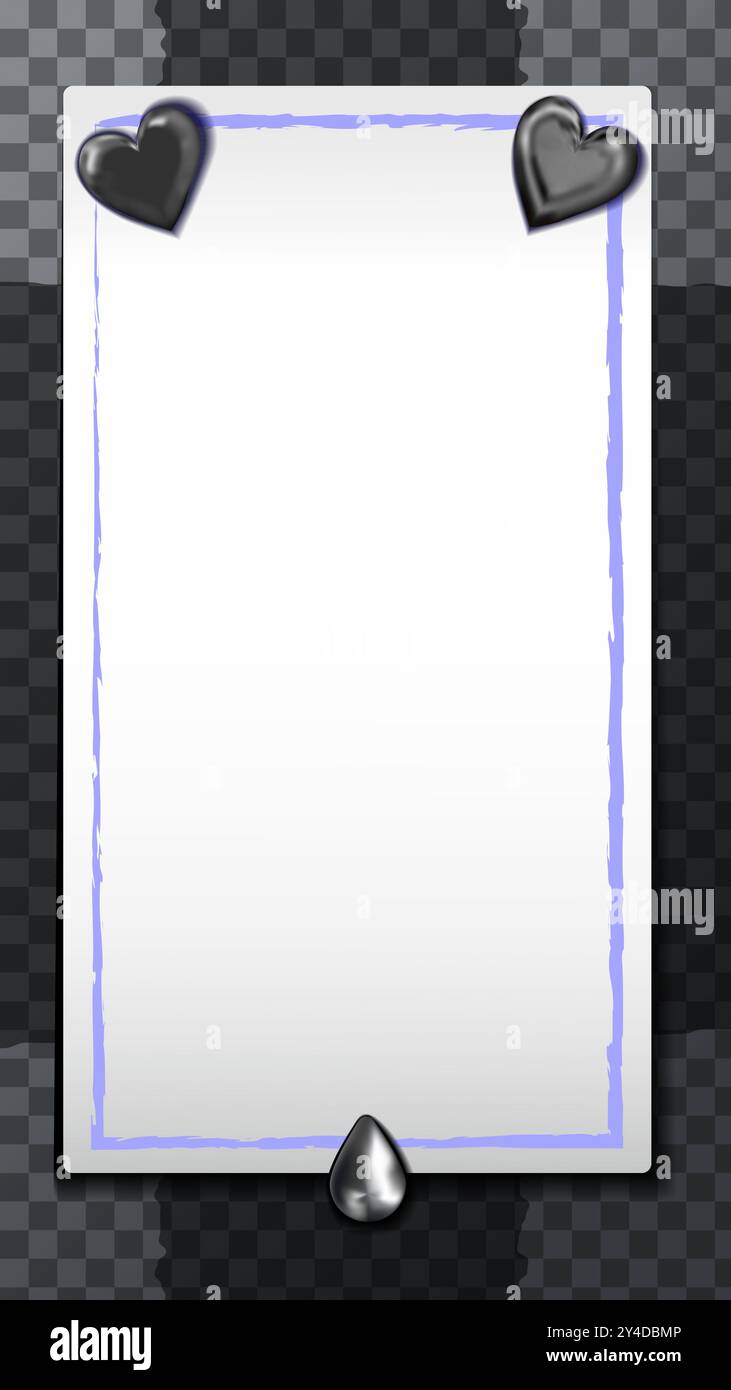 Chrome Heart Frame Stories Template. Shiny Metallic Silver Stock Vector ...