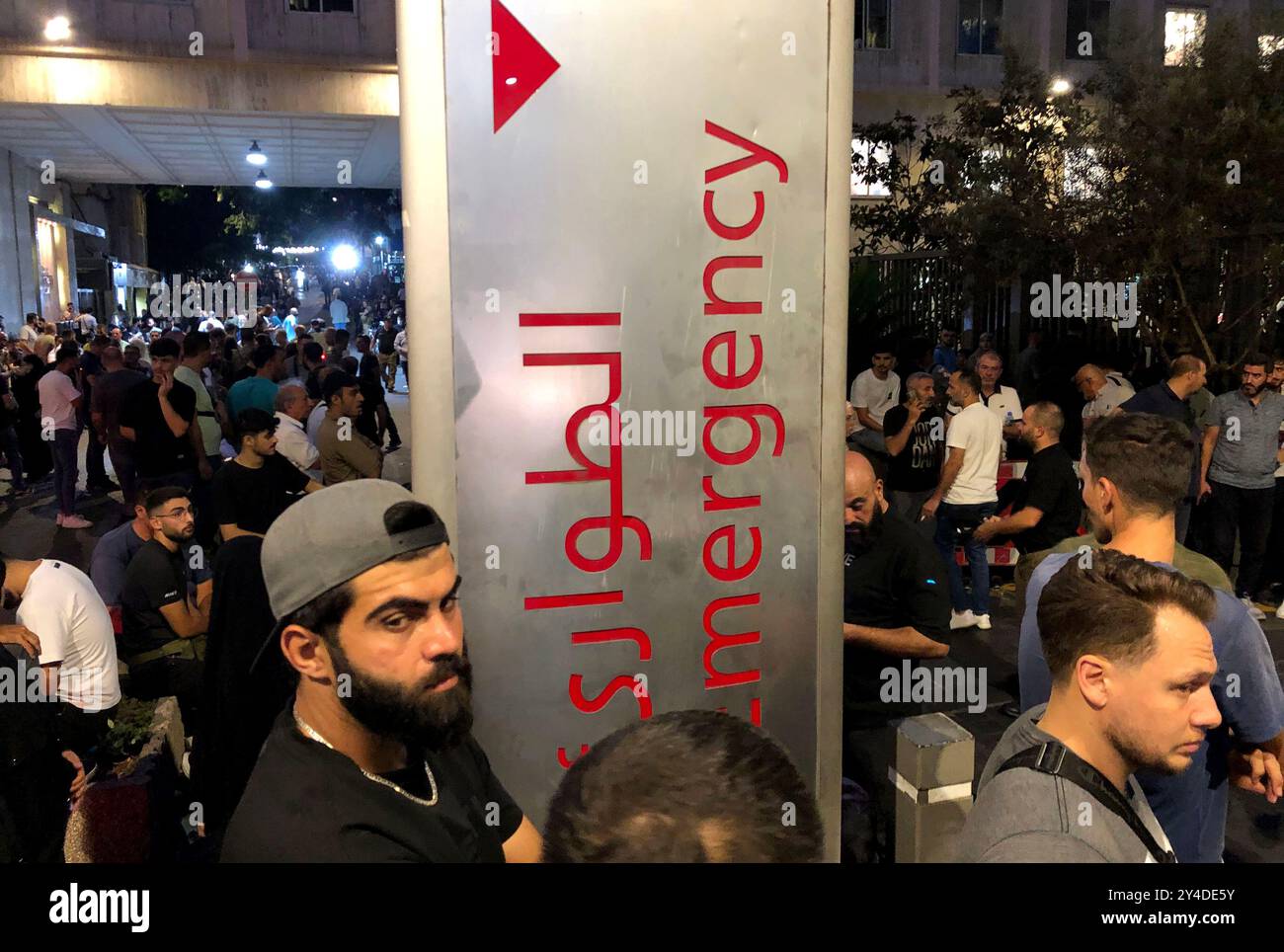 Beirut, Lebanon. 17th Sep, 2024. People wait to donate blood for those ...
