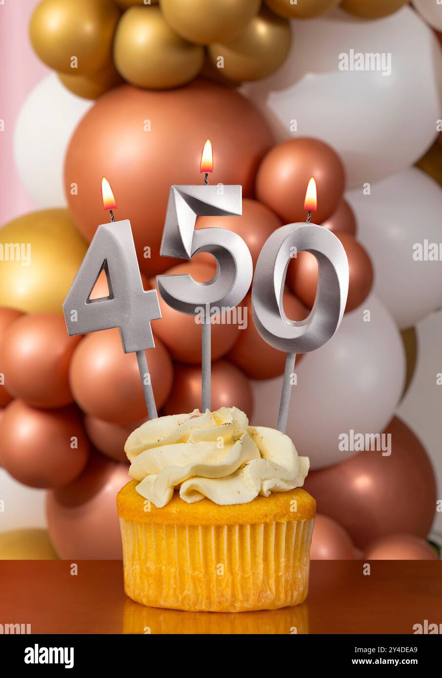 Birthday candle number 450 - Celebration balloons background Stock ...