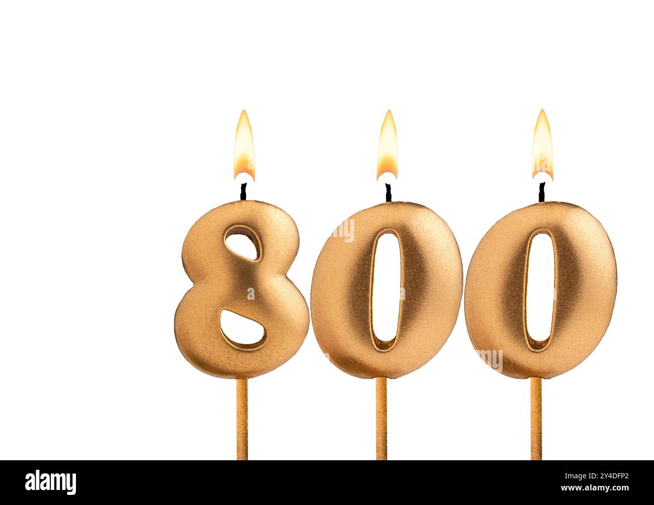 Golden candle number 800 - Birthday on white background Stock Photo - Alamy