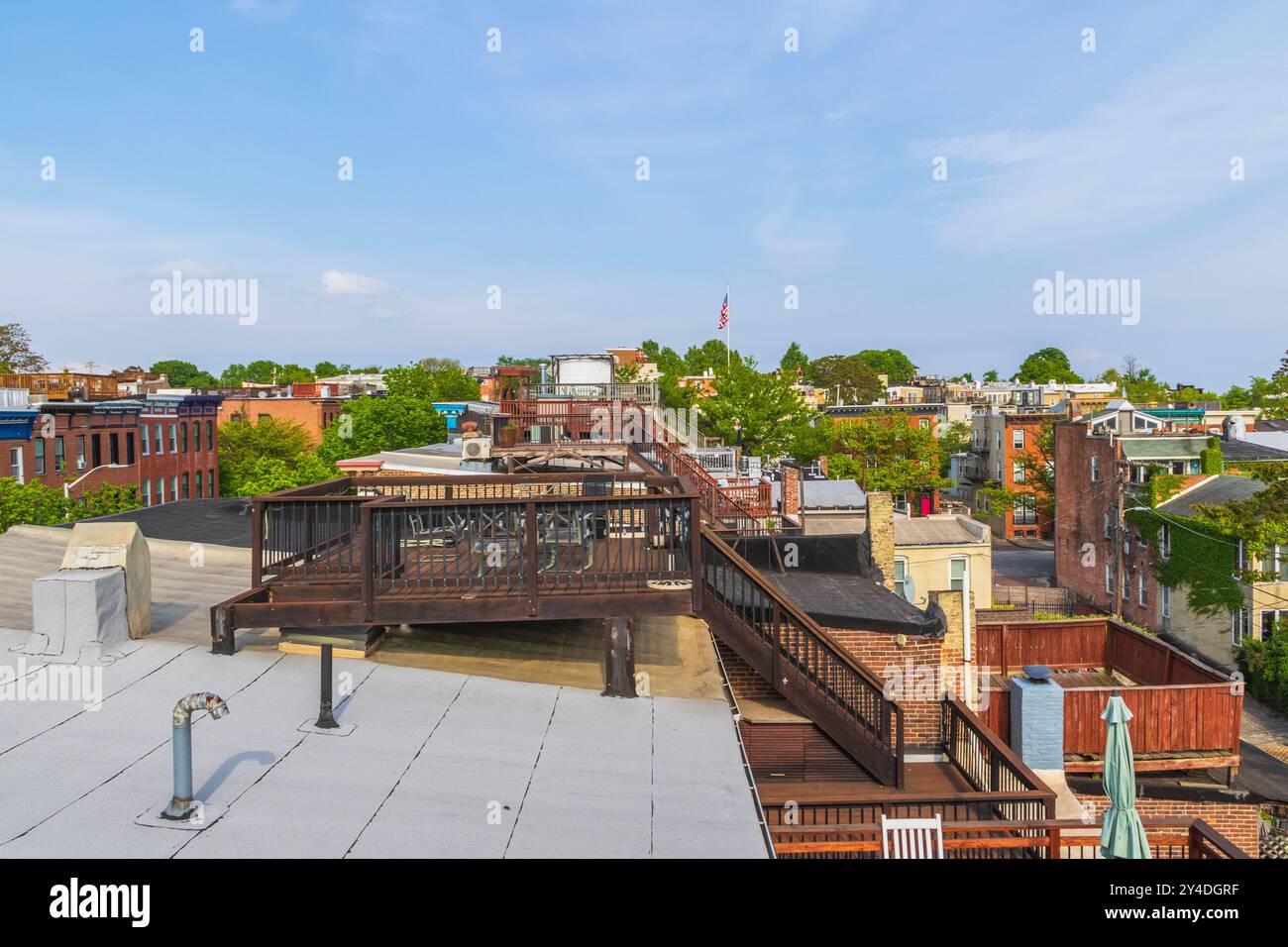 Baltimore Row House rooftop view on Baltimore downtown and Inner Harbor ...