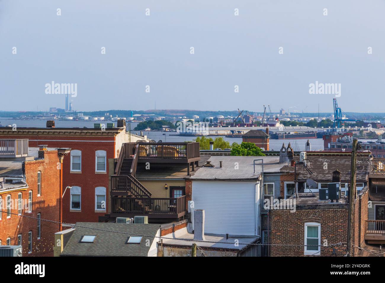 Baltimore Row House rooftop view on Baltimore downtown and Inner Harbor ...