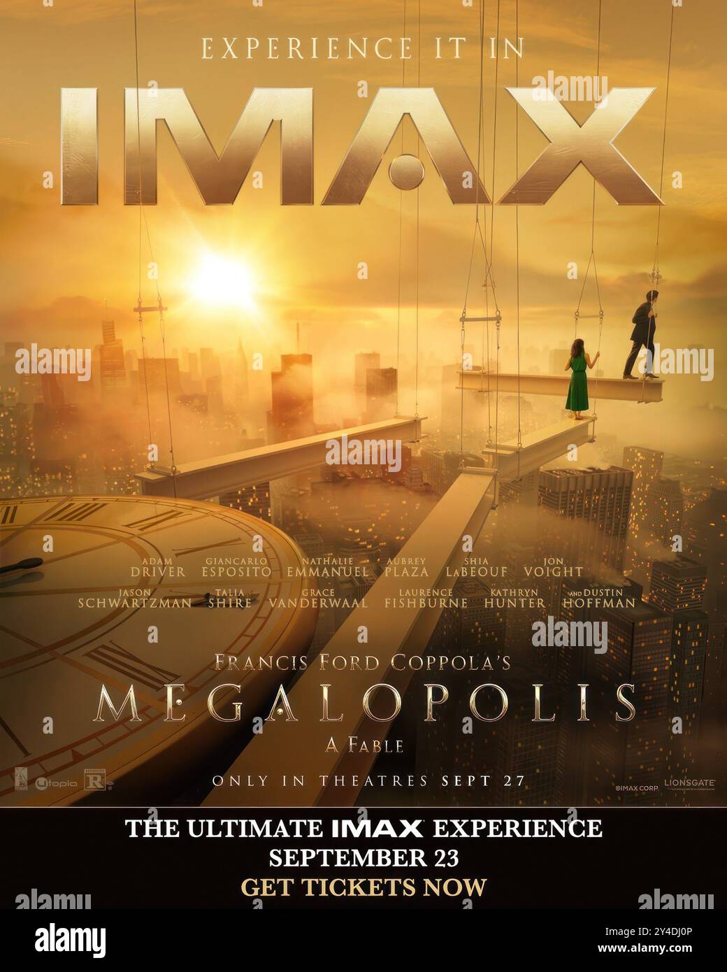 MEGALOPOLIS, US IMAX poster, from left: Nathalie Emmanuel, Adam Driver ...