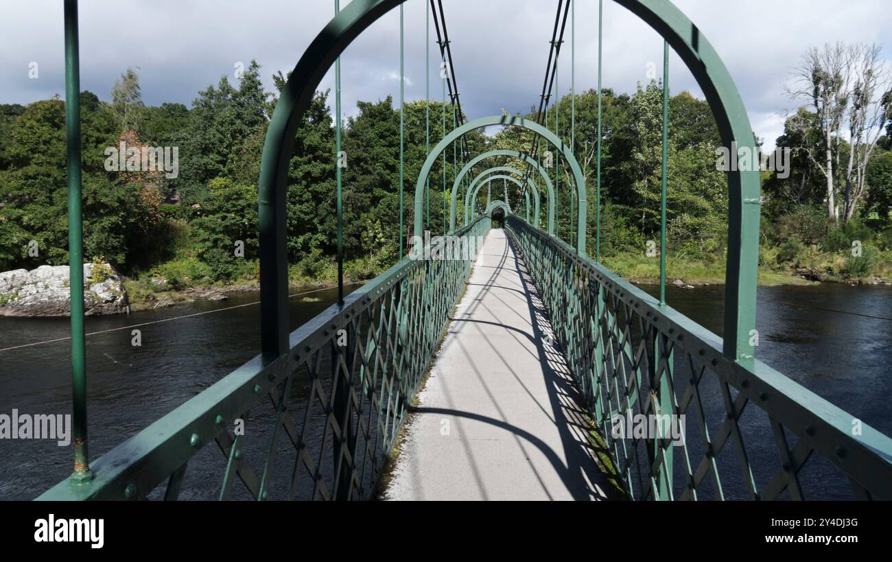 Iron Suspension Bridge pedestrian footbridge Pitlochry Stock Photo - Alamy