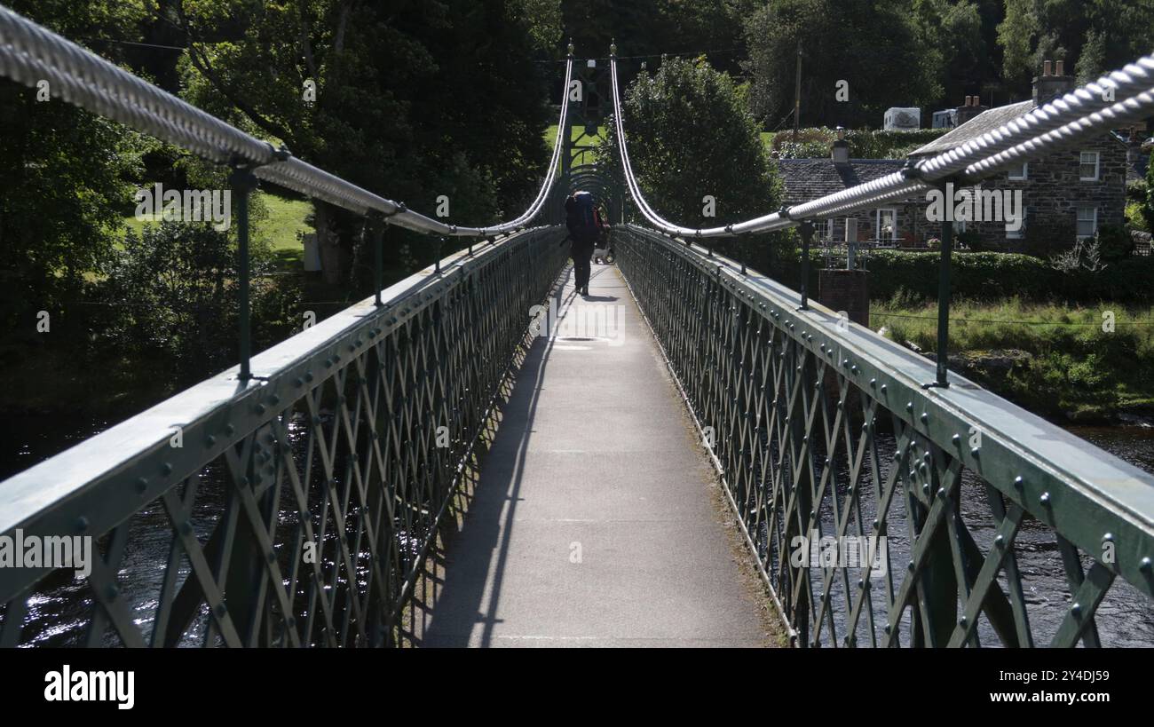 Iron Suspension Bridge pedestrian footbridge Pitlochry Stock Photo - Alamy
