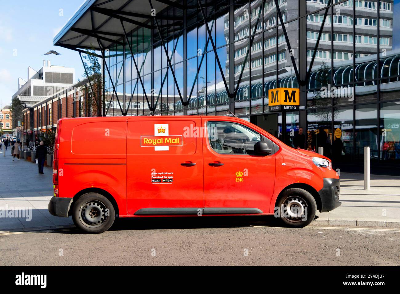 side view of royal mail post office delivery van next to sunderland ...