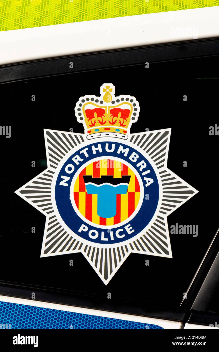badge logo symbol for northumbria police force on a patrol vehicle in ...